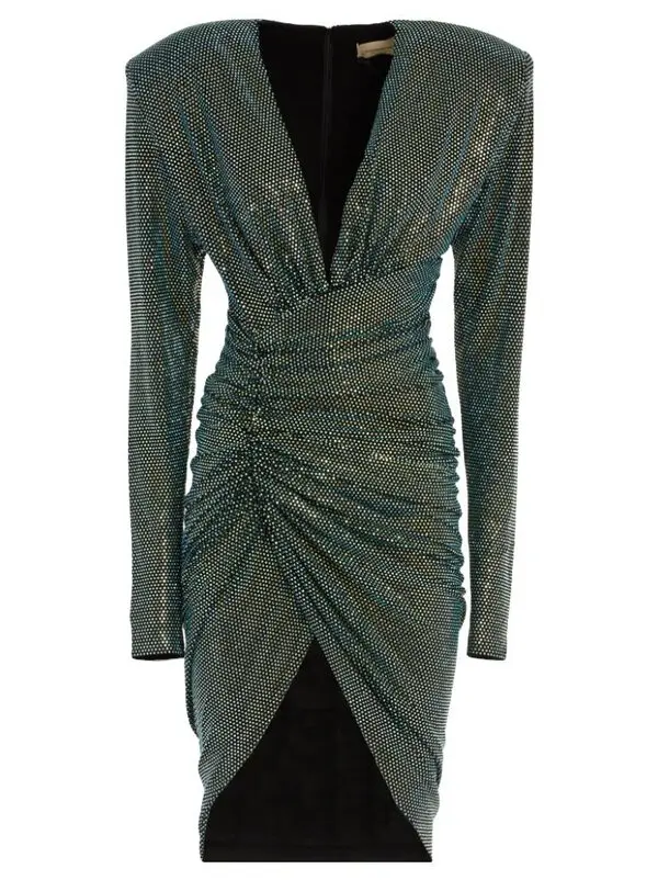 Alexandre Vauthier Embellished Asymmetrical Dress With Front Slit - Black