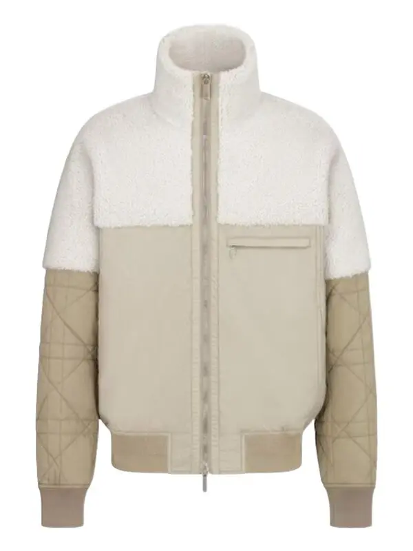 Dior Bomber Jacket With Stand Collar And Quilted Details - Nude