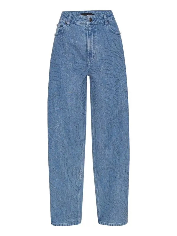 ROTATE BY BIRGER CHRISTENSEN Rhinestone-embellished Wide-leg Jeans - Blue