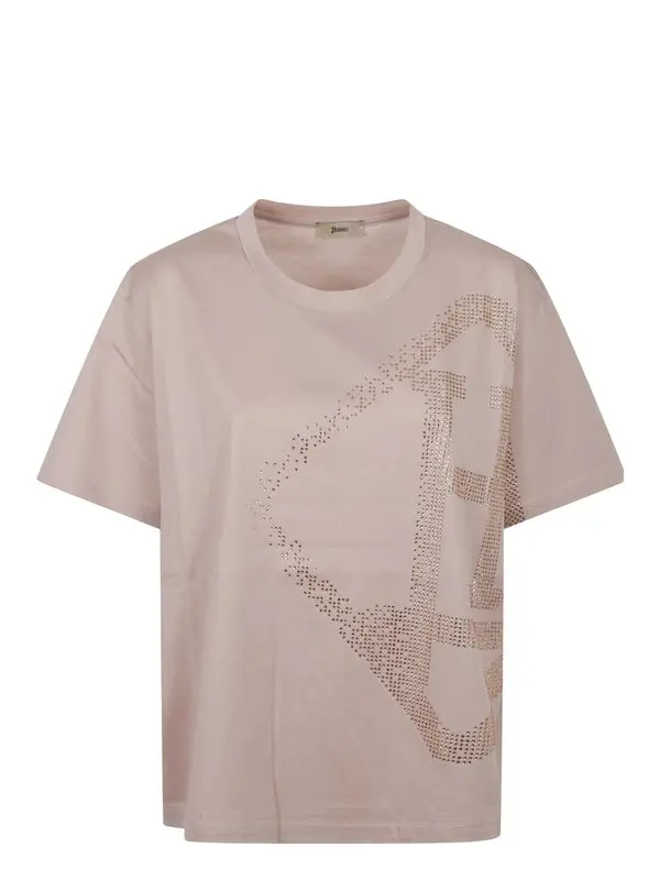 Herno Embellished Crewneck T-shirt - Nude