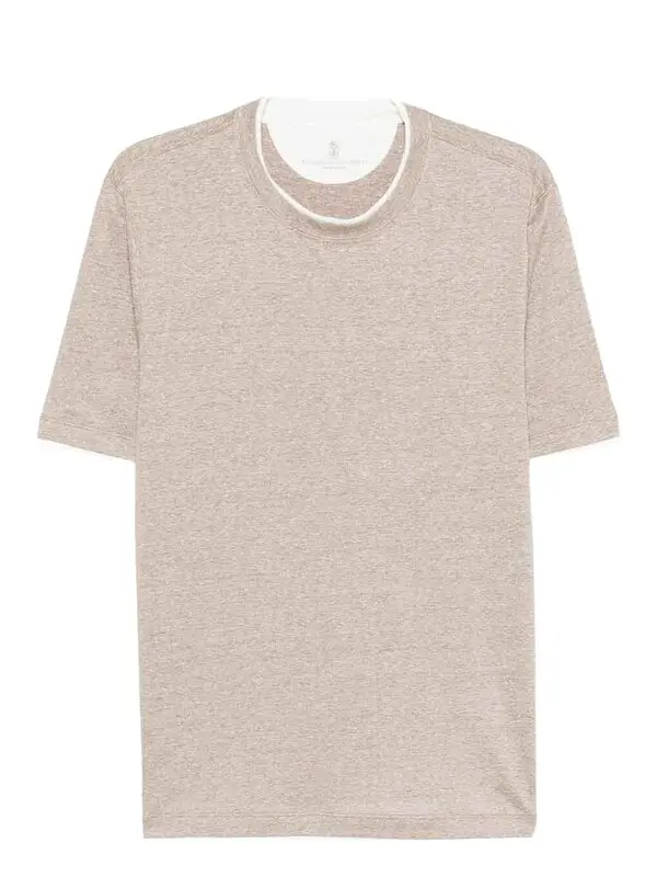 Brunello Cucinelli Layered Effect Crewneck T-shirt - Nude