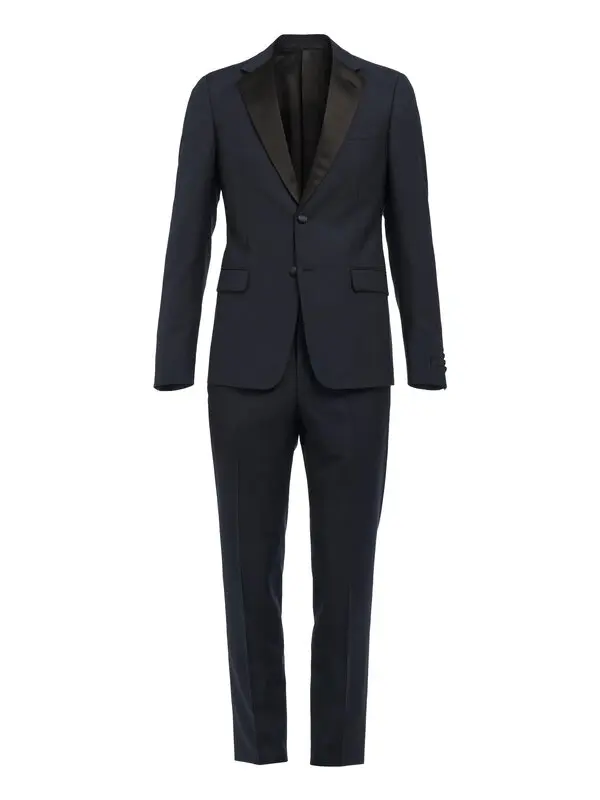 Prada Singled-breasted Two-button Wool Mohair Tuxedo - Blue / Black