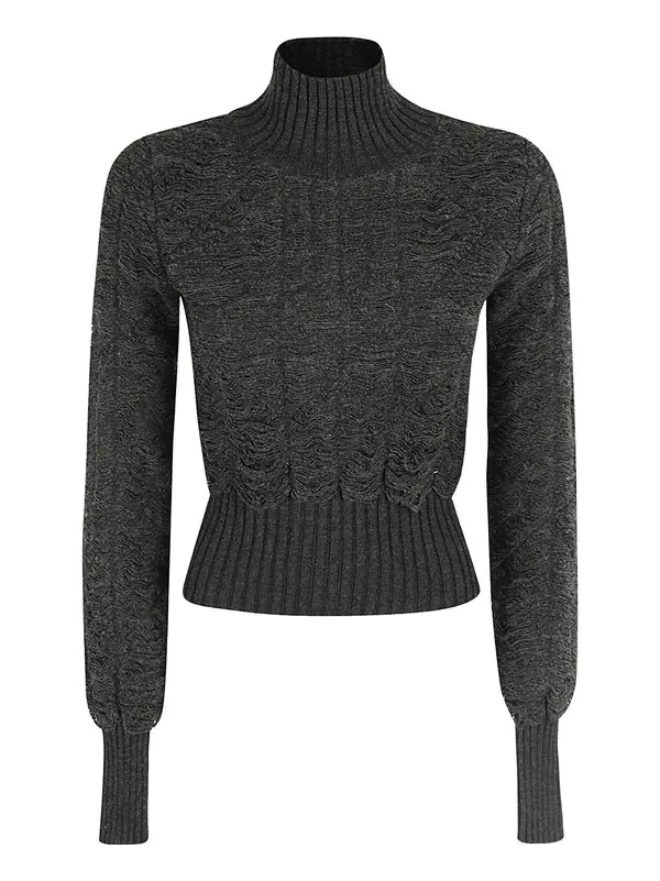 MAISON MARGIELA Ribbed Turtleneck Knitted Sweater - Black