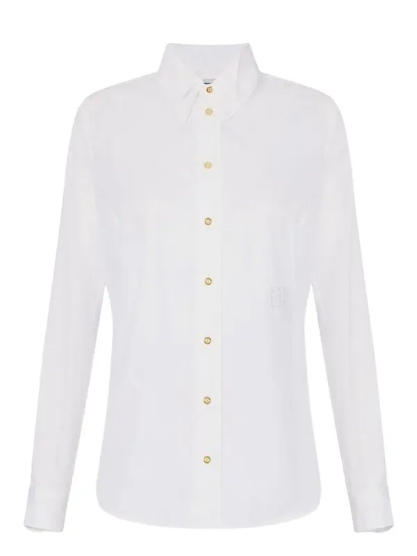 Elisabetta Franchi Shirt With Double Collar And Golden Buttons - White
