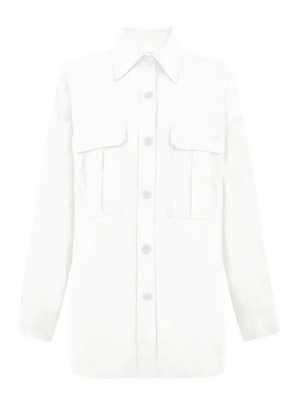 P.a.r.o.s.h Long Sleeve Patch Pocket Shirt - White
