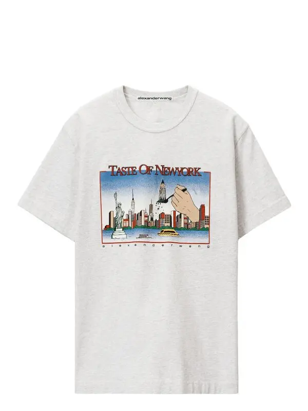 Alexander Wang Graphic Print Cotton T-shirt - Light Gray