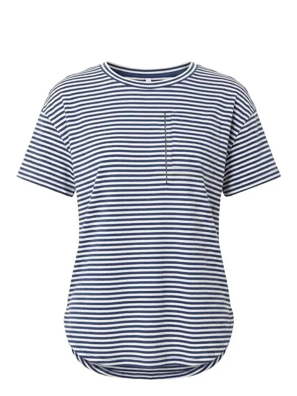 Brunello Cucinelli Striped Jersey T-shirt With Shiny Pocket Detail - Blue