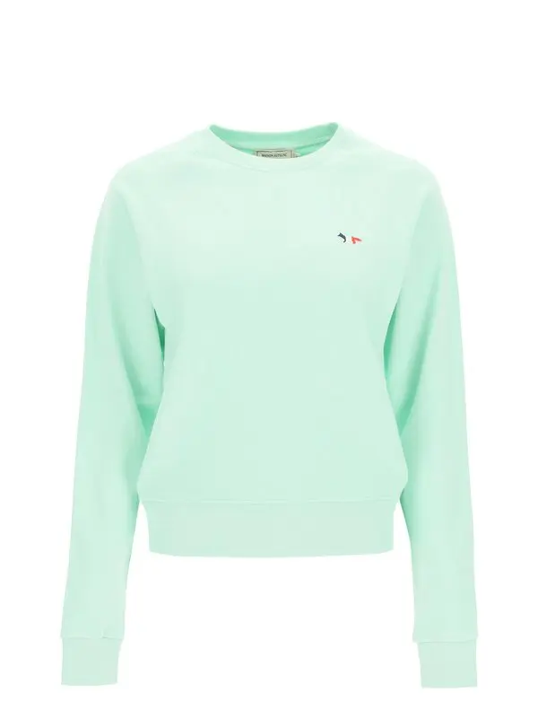 Maison Kitsuné Maison Kitsun Crewneck Sweatshirt With Tricolor Fox Patch - Blue