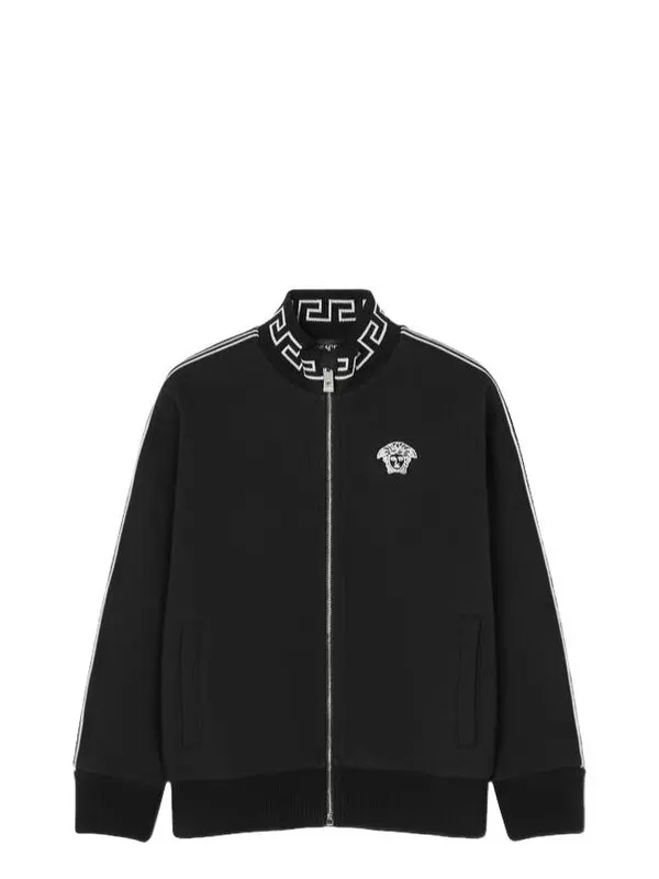 Versace Greca-detail Zip-up Sweatshirt - Black
