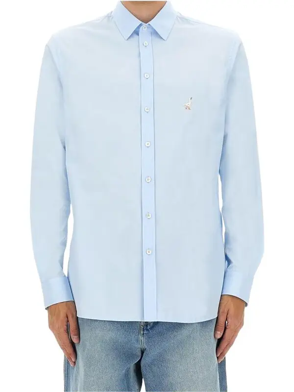Moschino Goose Embroidered Long-sleeved Shirt - Blue