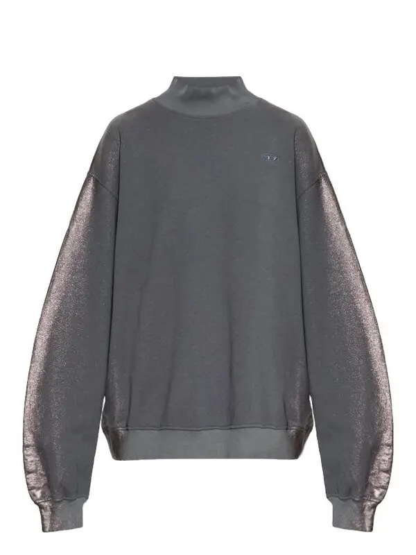 DIESEL® High Neck Sweater With Shimmering Sleeves - Black