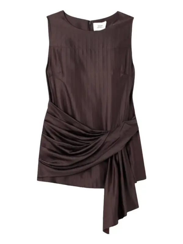 Loulou De Saison Fonda Draped Asymmetric Top - Dark Brown