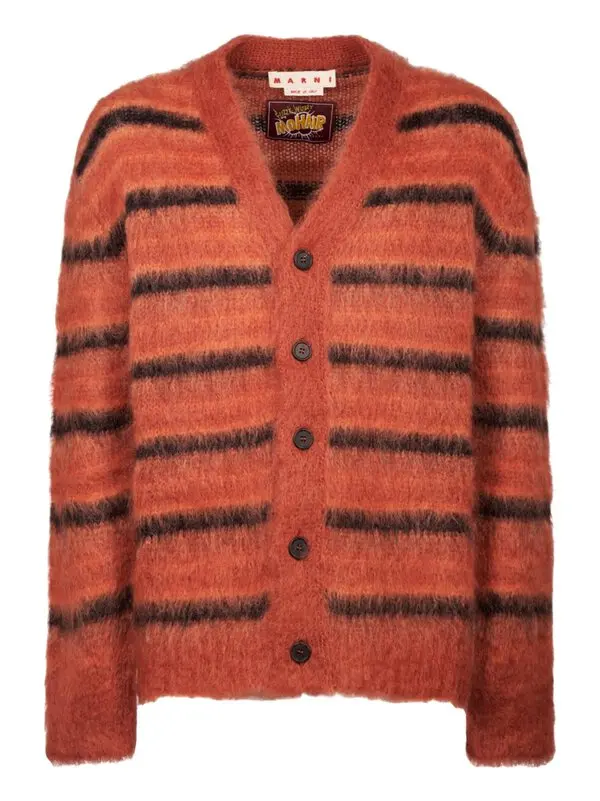 Marni Brushed Striped Cardigan - Brown