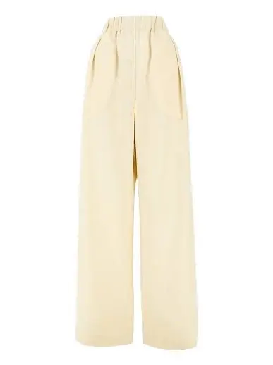 JIL SANDER Elasticated Waistband Wide Leg Trousers - Nude