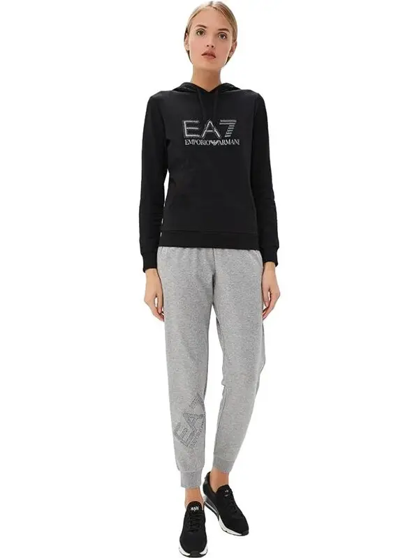 EA7 Logo Hooded Sweater - Black