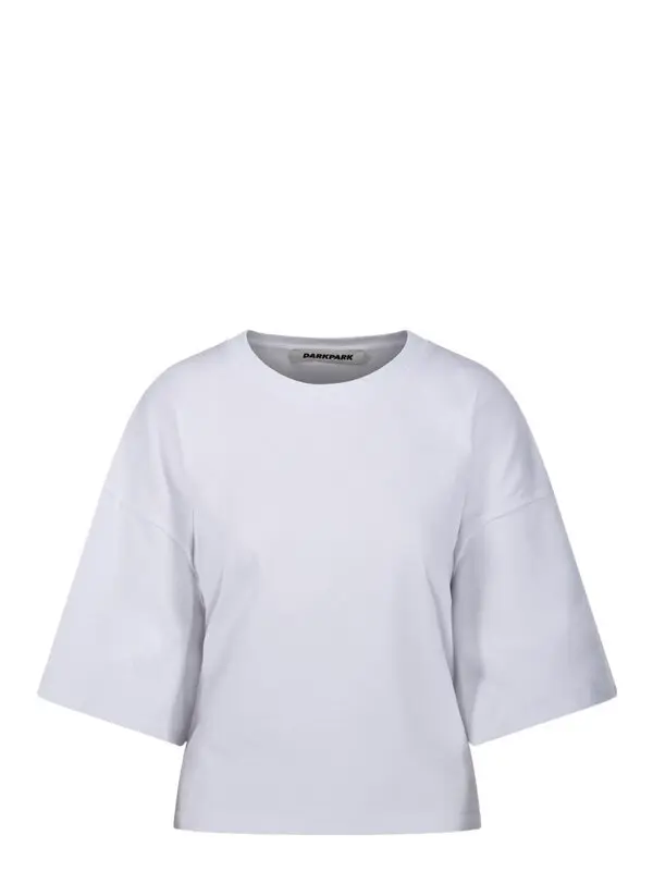 DARKPARK Short-sleeved Flowy T-shirt With V-back Detail - White