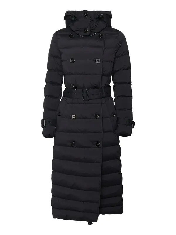 Burberry Double Breasted Hooded Belted Down Coat - Black