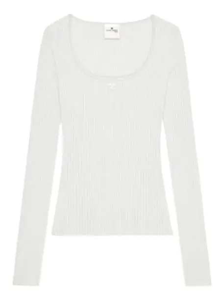 COURREGES Long-sleeve Square-neck Jumper - Inheriting White