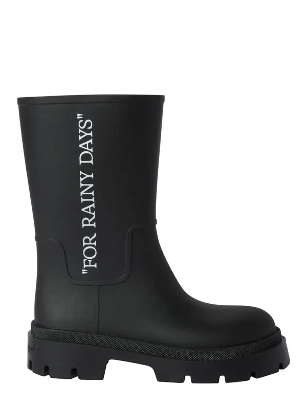 Off-White Round Toe Boots - Black