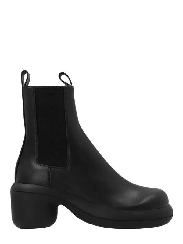 JIL SANDER Leather Round-toe Ankle Boots - Black