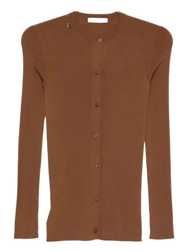 Prada Ribbed Knit Wool Cardigan - Tobacco Color