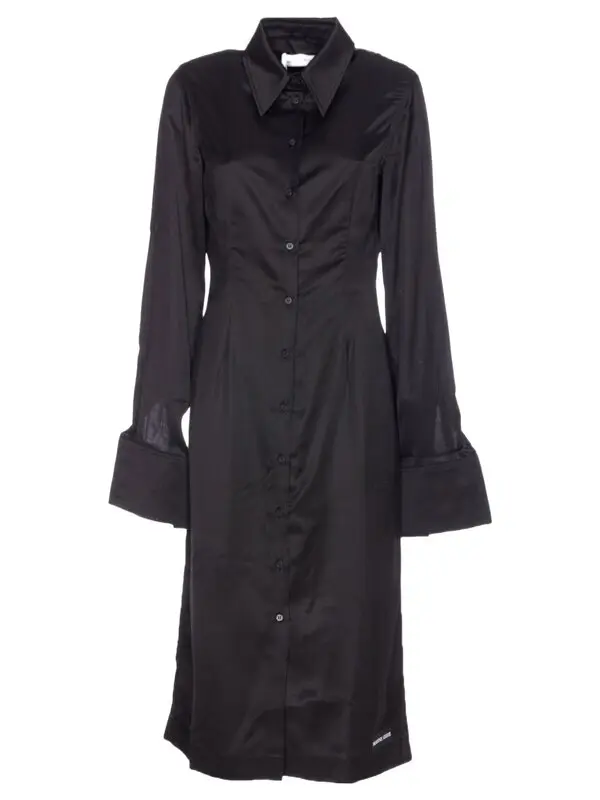 MARINE SERRE Wrapped Satin Maxi Dress - Black