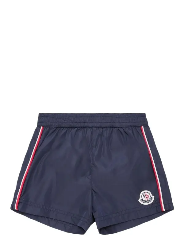 Moncler Tricolour-trimmed Swim Shorts - Navy Blue