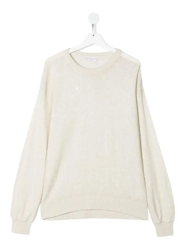 Brunello Cucinelli Sequin Embellished Pullover - White