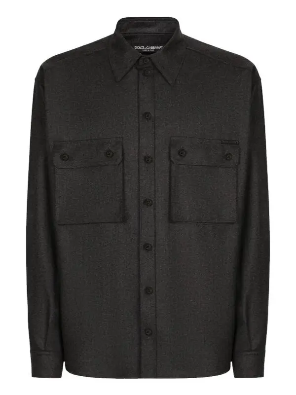 Dolce & Gabbana Dolce Gabbana Oversize Flannel Shirt - Grey