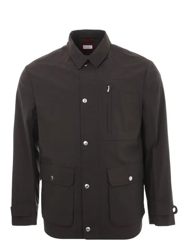 Brunello Cucinelli High-neck Long-sleeved Jacket - Brown
