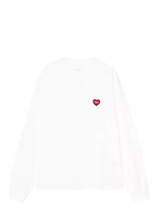 Carhartt Work In Progress Long Sleeve Heart Patch T-shirt - White/red