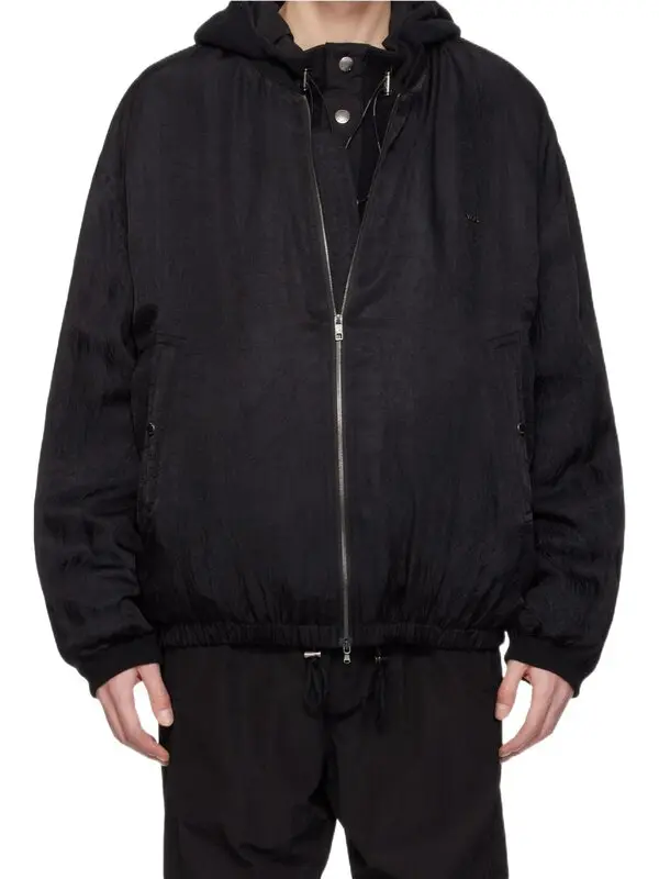 WOOYOUNGMI Crinkled Taffeta Bomber Jacket - Black