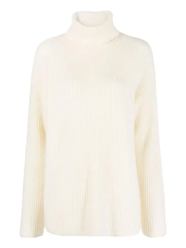 P.a.r.o.s.h Roll Neck Waffle-knit Jumper - White