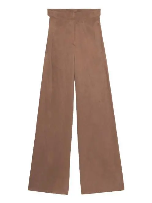 Blumarine Gabardine Pants With Metal Logo Detail - Brown