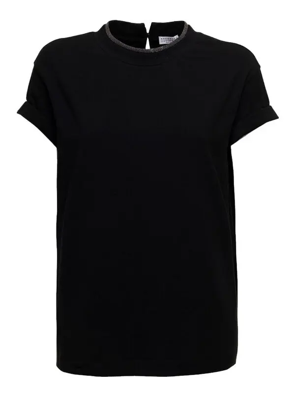 Brunello Cucinelli Chain-trim Crewneck T-shirt - Black