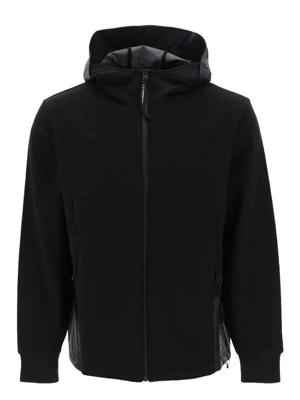 C.P. COMPANY Panelled Zip-up Hooded Jacket - Black