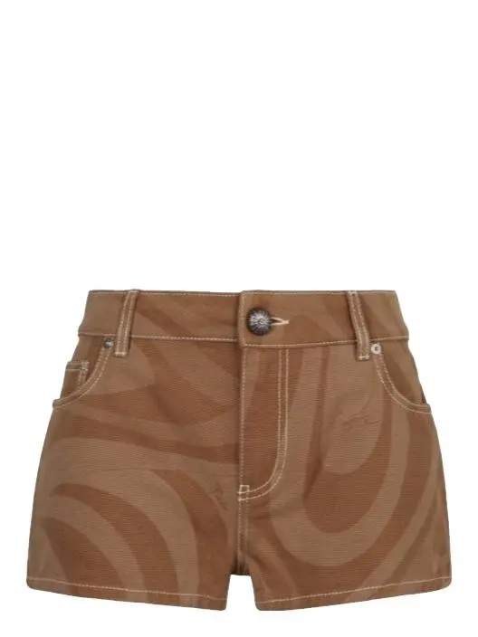 Emilio Pucci Marmo Print High Waist Shorts - Brown