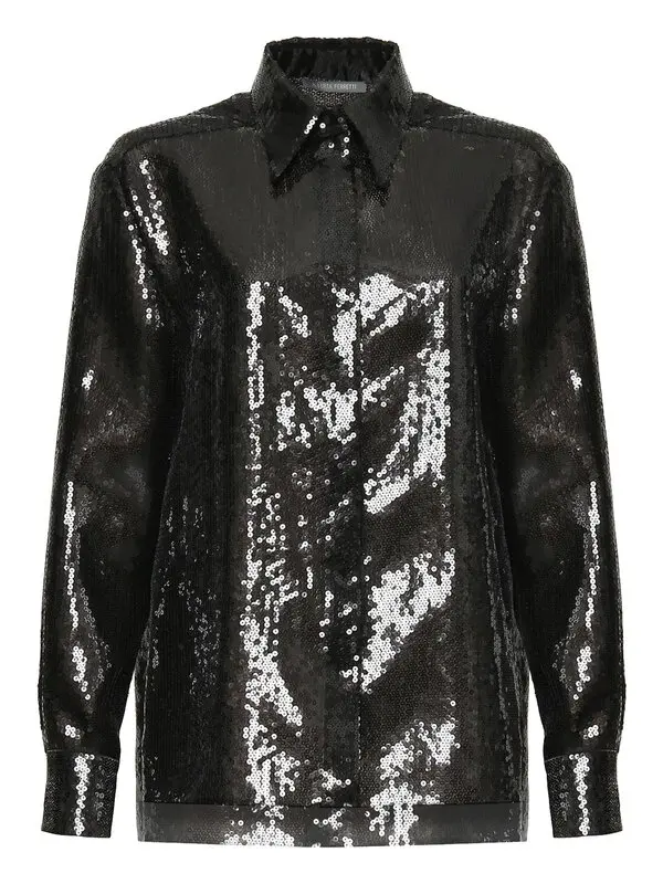 Alberta Ferretti Sequined Shirt - Black