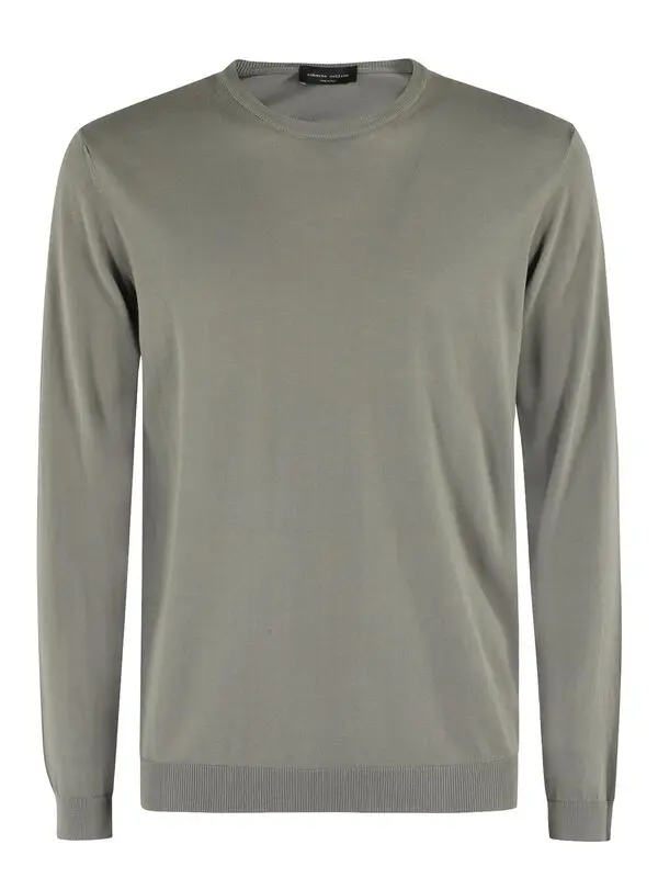 ROBERTO COLLINA Crew Neck Long Sleeve Sweater - Gray