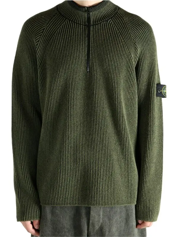 Stone Island Half-zip Knitted Jumper - Military Green