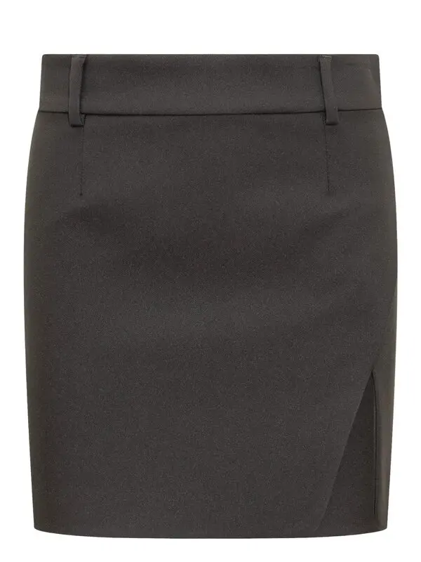Off-White High Waist Mini Skirt With Side Slit - Black