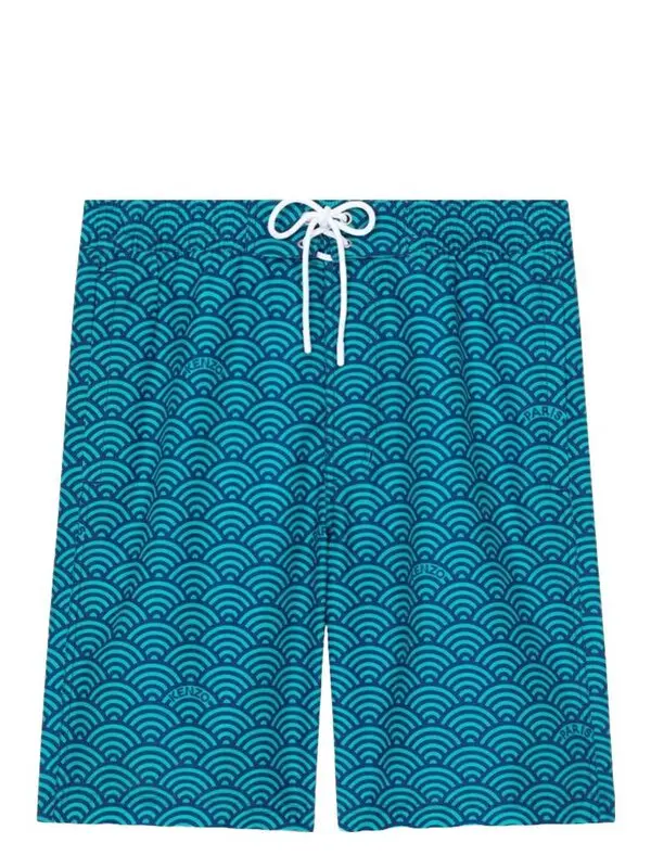 Kenzo Printed Board Shorts - Duck Blue