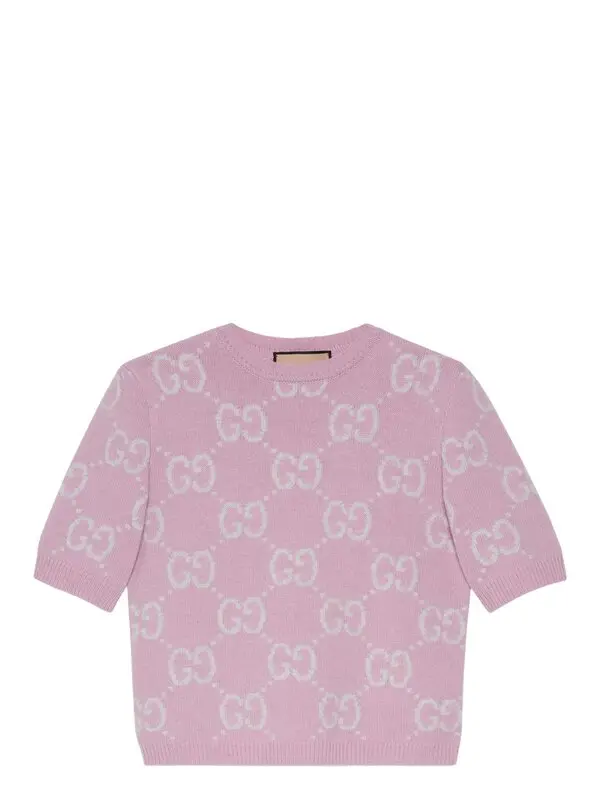 Gucci Gg Intarsia Wool Knit Top - Pink