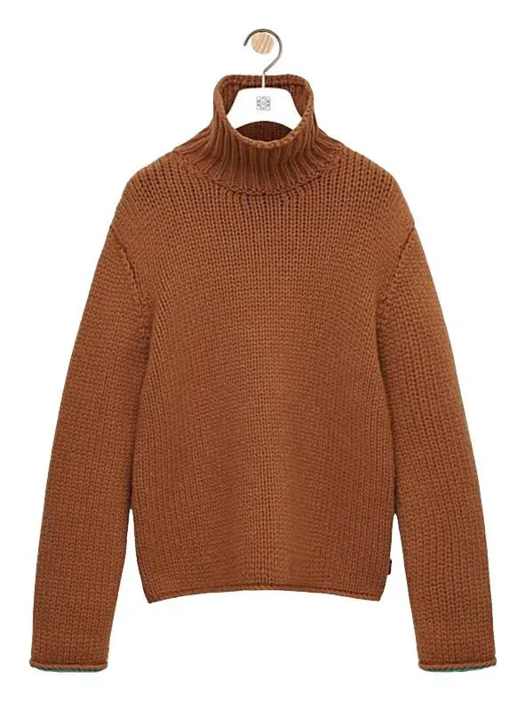 Loewe Ribbed Knit Turtleneck Jumper - Tan
