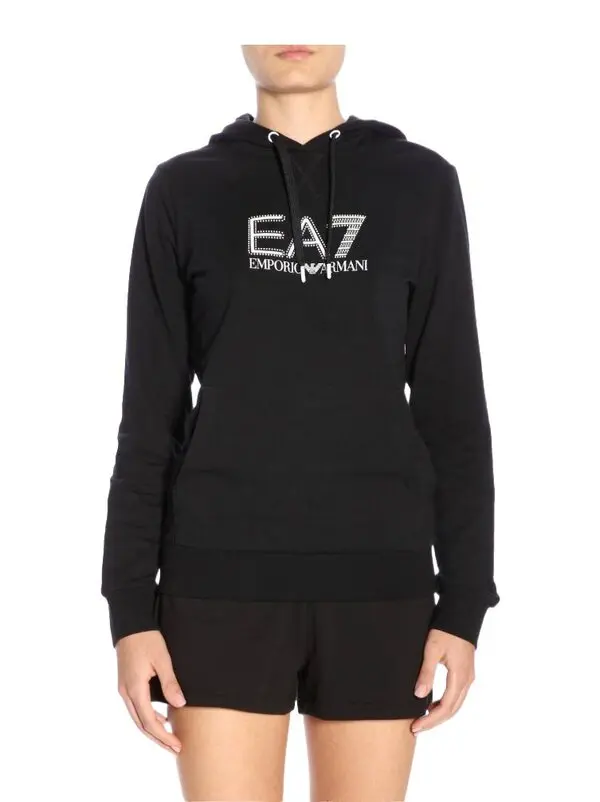 EA7 Logo Hooded Sweater - Black