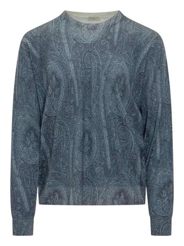 Etro Paisley Printed Crewneck Jumper - Blue