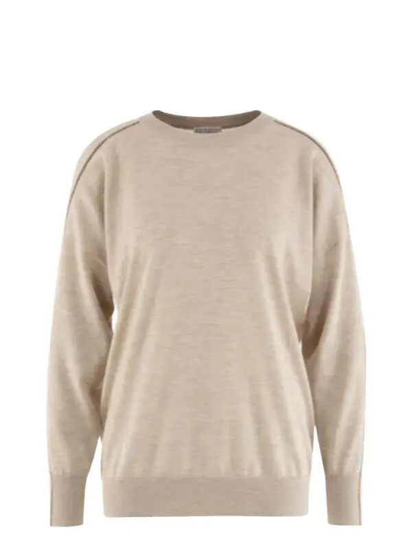 Brunello Cucinelli Cut-out Detail Crewneck Long Sleeve Sweatshirt - Gobi