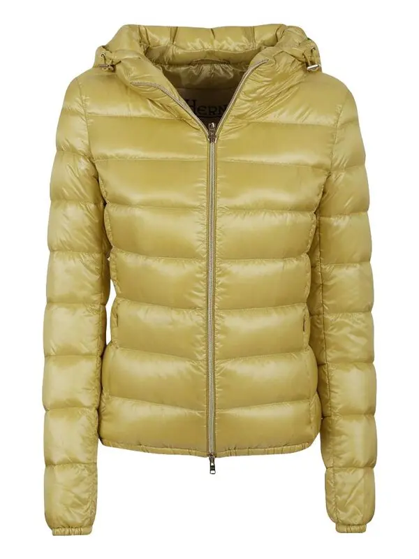 Herno Zip-up Padded Jacket With Drawcord Hood - Nude