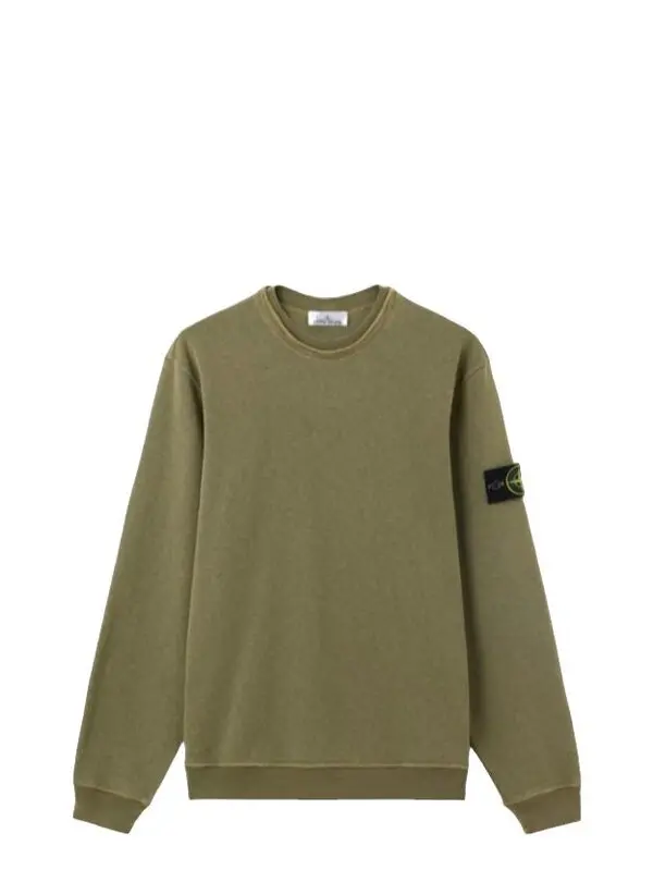 Stone Island Regular-fit Crewneck Sweatshirt With Logo Badge - Military Green