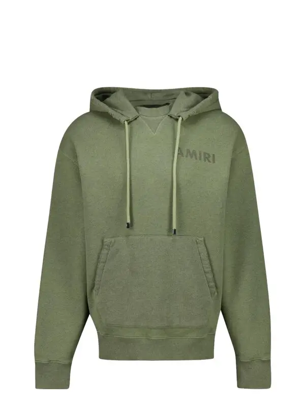 Amiri Logo Detail Frayed Hem Hoodie - Green